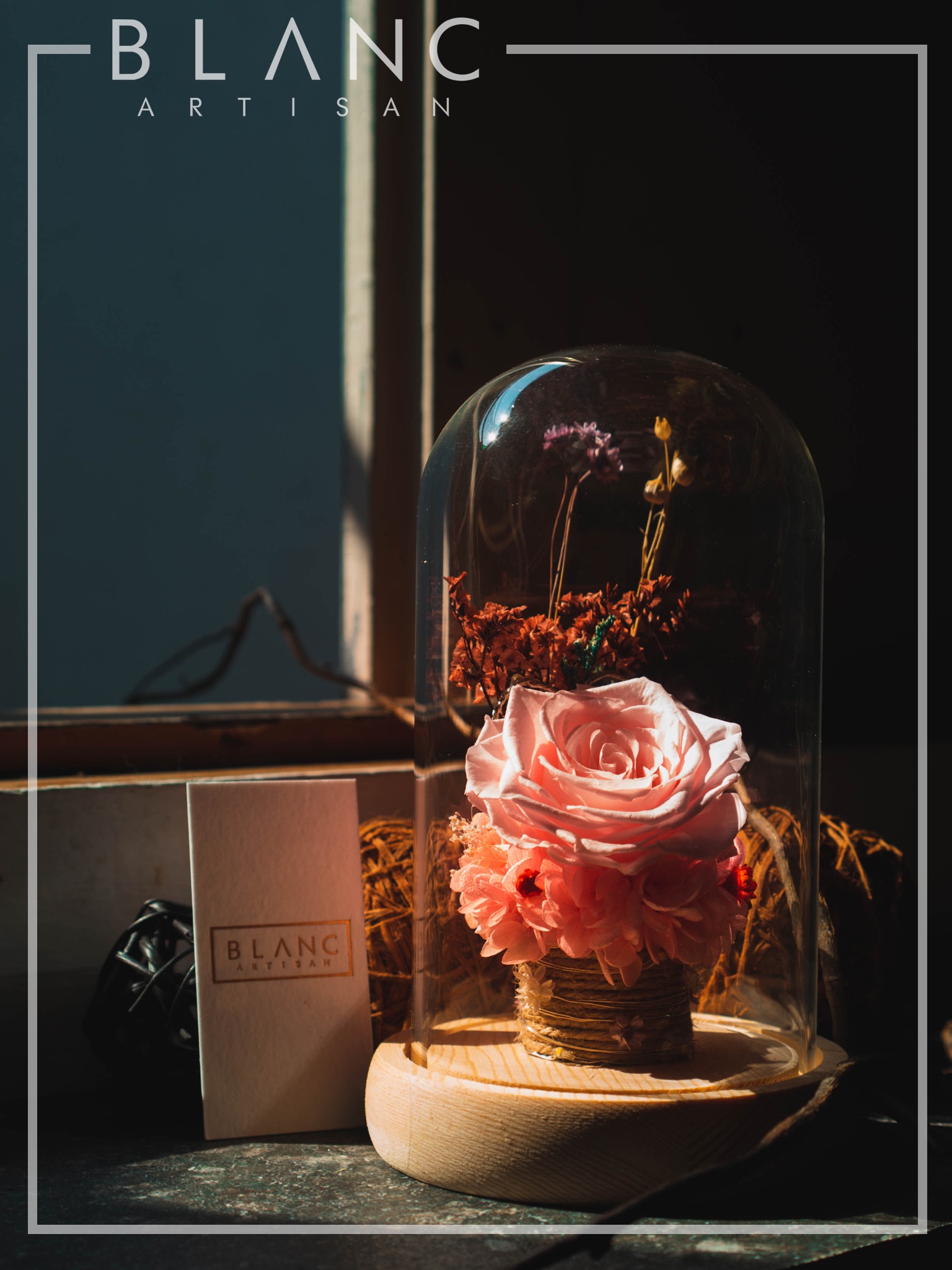Preserved Pink Rose In Dome With LED Light | Singapore