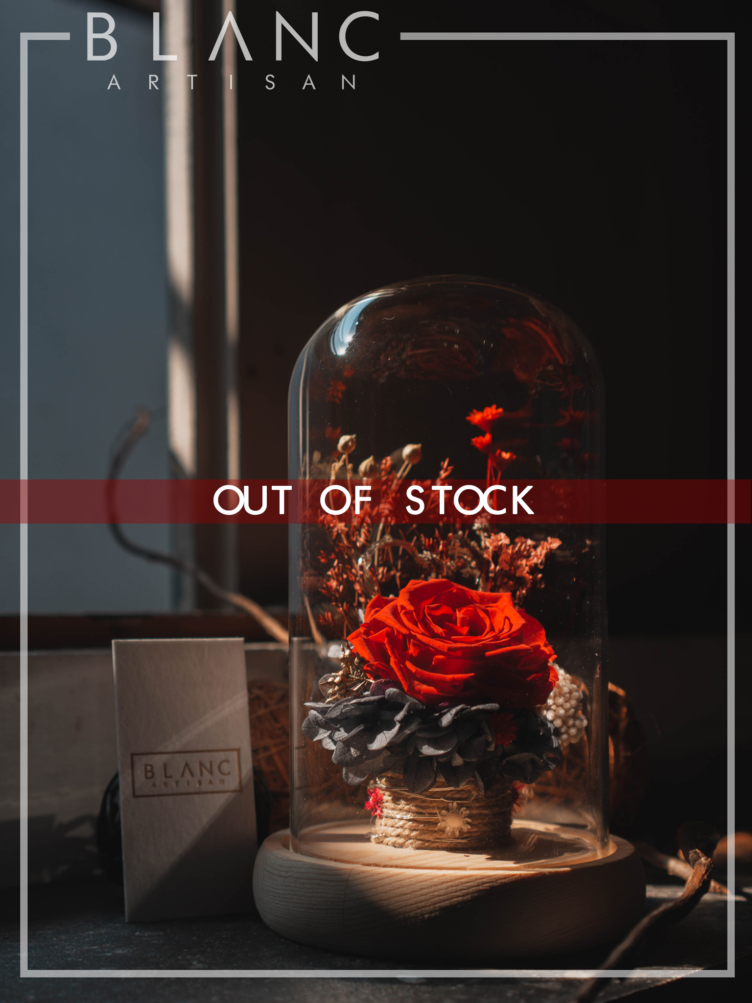 Preserved Red Rose In Dome With LED Light | Singapore